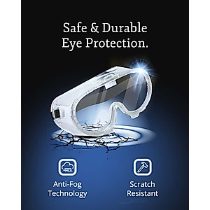 Aqulius Bulk 10 Pack of Safety Goggles - ANSI Z87+ Certified - Perfect Eye Protection for Nurses, Construction, Fabrication, Lab Work, Chemistry Science, Onion Cutting & More!