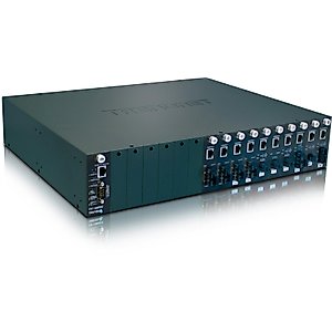 TRENDnet 16-Bay Fiber Converter Chassis System, Hot Swappable, Housing for up to 16 TFC Series Media Converters, Fast Ethernet RJ45, RS-232, SNMP Management Module, Lifetime Protection, TFC-1600