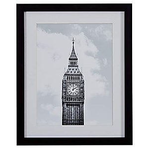 Amazon Brand – Stone & Beam Modern Black and White Photo of Big Ben, Black Frame, 18" x 22"