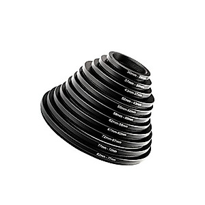 K&F Concept 11 Pieces Step Down Filter Adapter Rings Set, Metal Step Down Filter Adapter Ring Kit 43-37mm 52-43mm 55-52mm 58-55mm 62-58mm 67-62mm 72-67mm 77-72mm 82-77mm for Camera Lens
