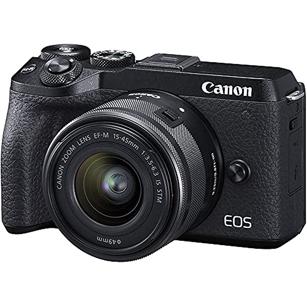 Camera EOS M6 Mark II Mirrorless Camera with 15-45mm Lens and EVF (Black) with 64GB Memory, Padded Carrying Bag, High Speed Card Reader + More (18 Items)