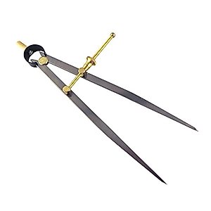 Toolmaker's “Yankee” Quick-Spring Nut, Rapid Adjust, Spring Dividers Calipers Compass, 0-8.5” / 215 mm Range, Brass Fulcrum and Fine Adjustment Mechanism, Flat Leg, C7-8