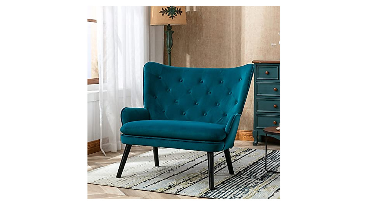 Dolonm Velvet Accent Chair - Stylish Loveseat for Small Spaces