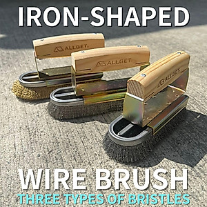 ALLGET Iron-Shaped Steel Wire Brush, high-Hardness Steel Wire Suitable for Heavy-Duty Cleaning, Rust Removal, Scraping, and polishing on Hard Surfaces.