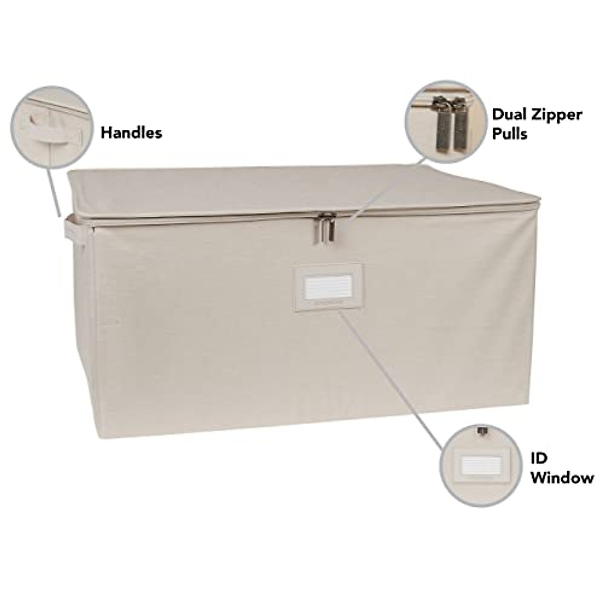 Covermates Keepsakes - Zip-Top Storage Box - Heavy Duty Polyester- Reinforced Handles - Stackable Design - Indoor Storage-Beige Heather