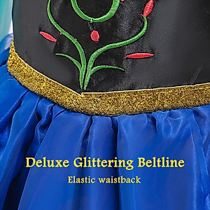 Princess Costume for Girls Tiara Wand Gloves Wig Toddler Kids Halloween Outfit Dress Up Clothes Pretend Play, 7Y-8Y