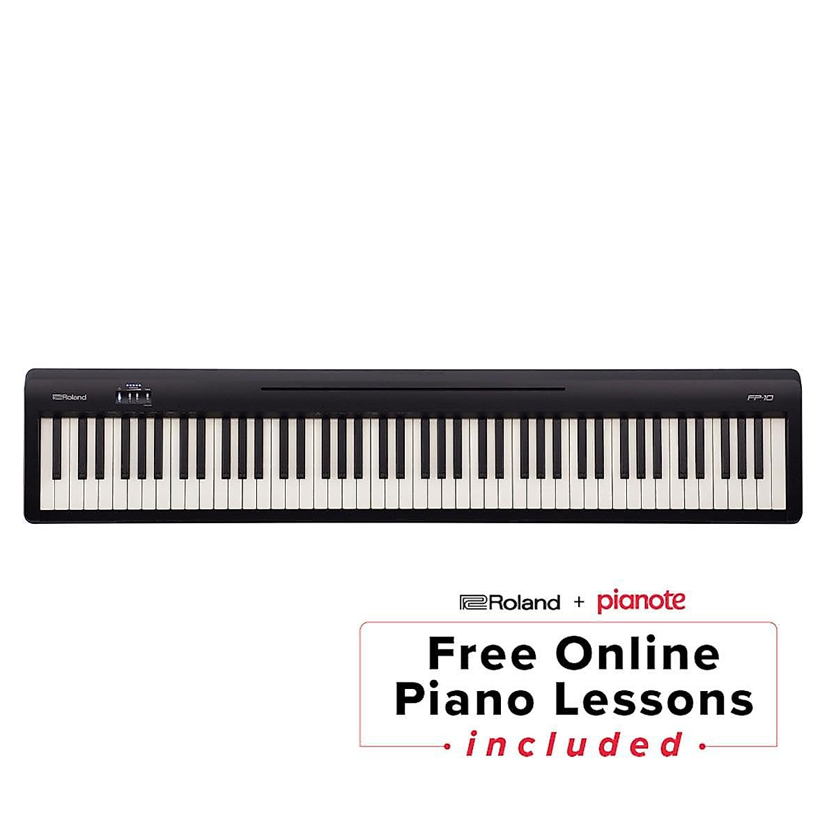 Roland FP-10 88-Key Digital Piano, Bundle with Keyboard Stand, Keyboard & Piano Bench, Sustain Pedal, Closed-Back Studio Monitor Headphones