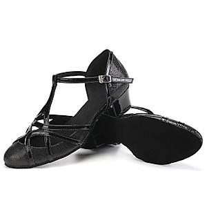 AOQUNFS Women Latin Dance Shoes Closed Toe Ballroom Salsa Tango Practice Party Wedding Dancing Shoes,2040-Black-4,US 8