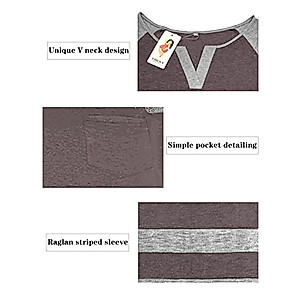 VISLILY Womens Plus Size Tops 2X Casual Color Block Raglan Striped Shirts Jujube Red 20W
