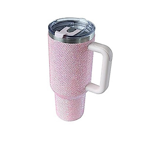 Sip+Sea Grenada 40oz Rhinestone-Encrusted Insulated Tumbler - Premium Bling Stainless Steel Water Bottle with Handle, Double Wall Vacuum Technology, Includes Leakproof Lid and Straw