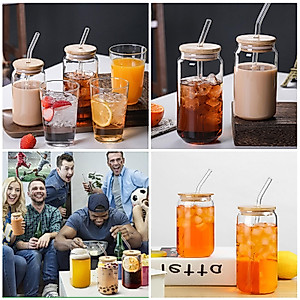 MIVIDE 16 Pack Bamboo Lids for Beer Can Glass, Leakproof Reusable Jar Lids with Straw Hole, 70mm Natural Wooden Bamboo Lids for Mugs and Jars