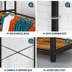 Raybee Free Standing Closet Organizer System,Clothing Rack with Shelves,Wardrobe Closet for 250+ Clothing Racks for Hanging Clothes 400 LBS Heavy Duty Clothes Rack Garment Rack 16"D x 47.33"W x 71"H