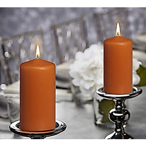 BOLSIUS 4 Orange Pillar Candles - 3x6 Inches - Individually Wrapped - Premium European Quality - 65 Burn Hours - Dripless & Smokeless Smooth Flame - Unscented Dinner, Wedding, Party, & Décor Candles