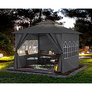 10’x10’ Outdoor Gazebo for Patio with Church Window SideWalls by ABCCANOPY