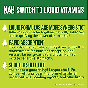 NUTZ ABOUT HEALTH B12 Liquid Vitamin 9000 mcg - Made in USA, High Potency All Natural Vitamins, Gluten Free, All Day Energy & Mental Clarity, 16 fl oz (32 Daily Servings)