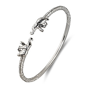Better Jewelry Elephant Ends West Indian Bangles .925 Sterling Silver 46.0 Grams (Pair) (MADE IN USA)