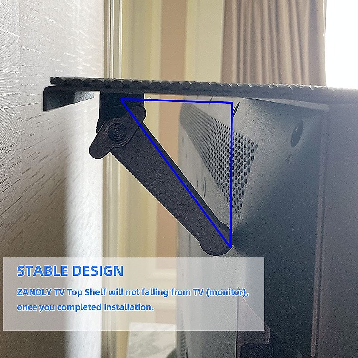 ZANOLY Monitor Top Shelf Screen Top Shelf TV Top Shelf Adjustable Storage Bracket Computer Screen Shelf for Media Boxes, Game Console, Router and Home Decor，2pck