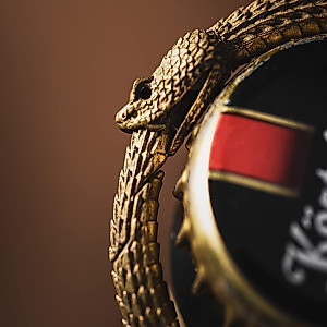 COPPERTIST.WU Ouroboros Snap Brass Keychain Keyring Spring Clip Ring with Key Ring