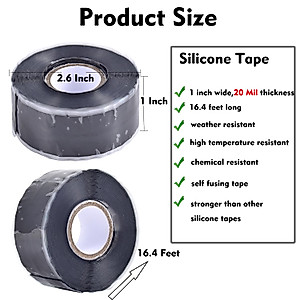 APORNI Self Sealing Fusing Silicone Tape,1 in Wide 15 Feet Heavy Duty & Leak Proof Rubber Waterproof Hose Tape Pipe for Water Emergency Pipeline Repair Cable Winding Insulating