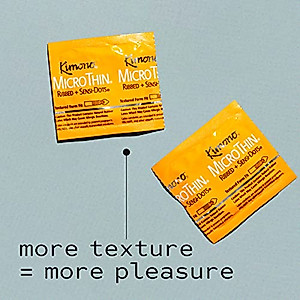 Kimono MicroThin Ribbed with Sensi-Dots - Textured Lubricated Condoms, Snug Form-Fit, Natural Latex Condoms, Vegan-Friendly, No Latex Odor - Enhanced Sensitivity - Pack of 3