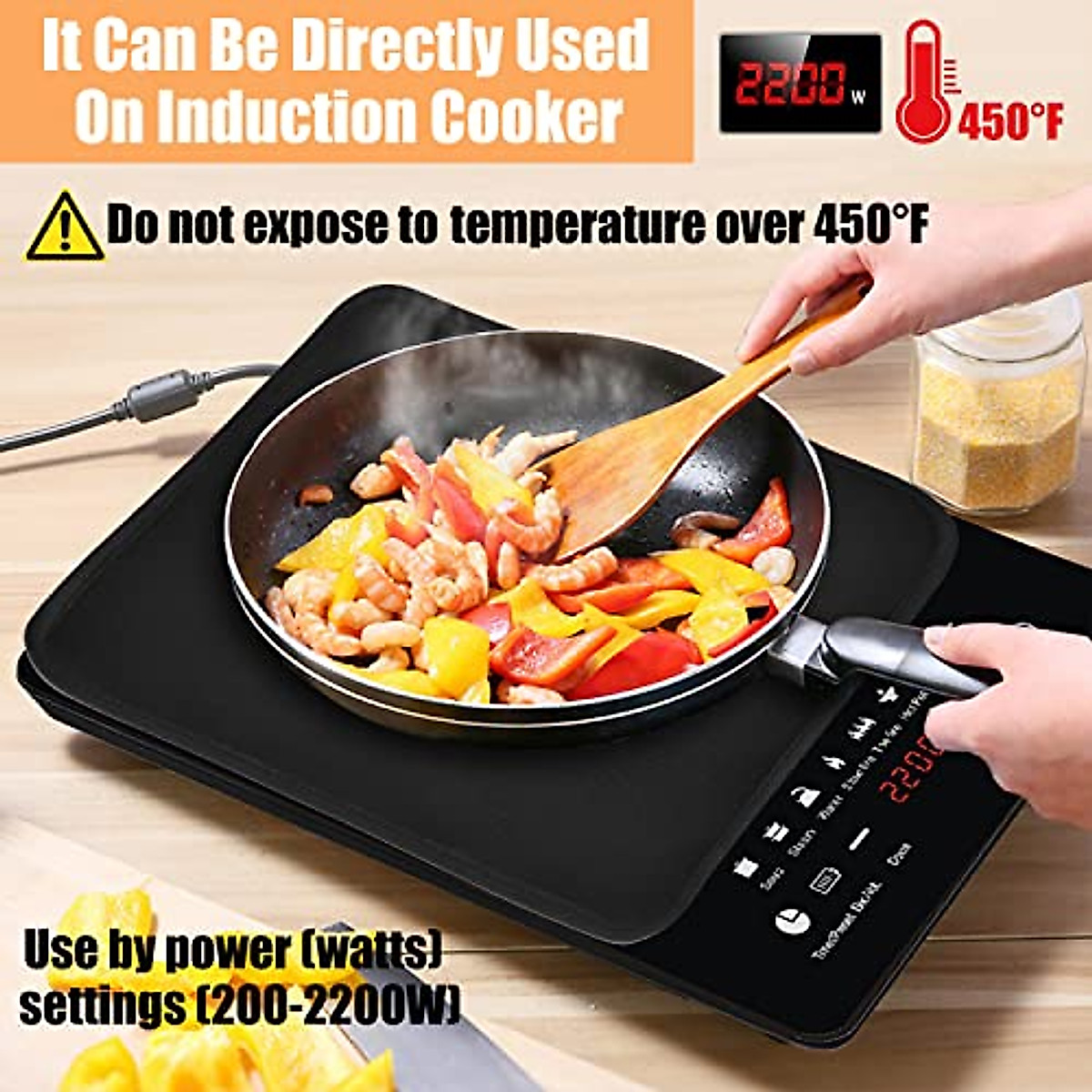 Amerbro Fireproof Induction Cooktop Protector - 11.5 x 11.5in (Magnetic) Induction Cooktop Mat for Electric Induction Stove - Heat Resistant & Waterproof - Prevent Scratches and Burns - Black (2 PCS)