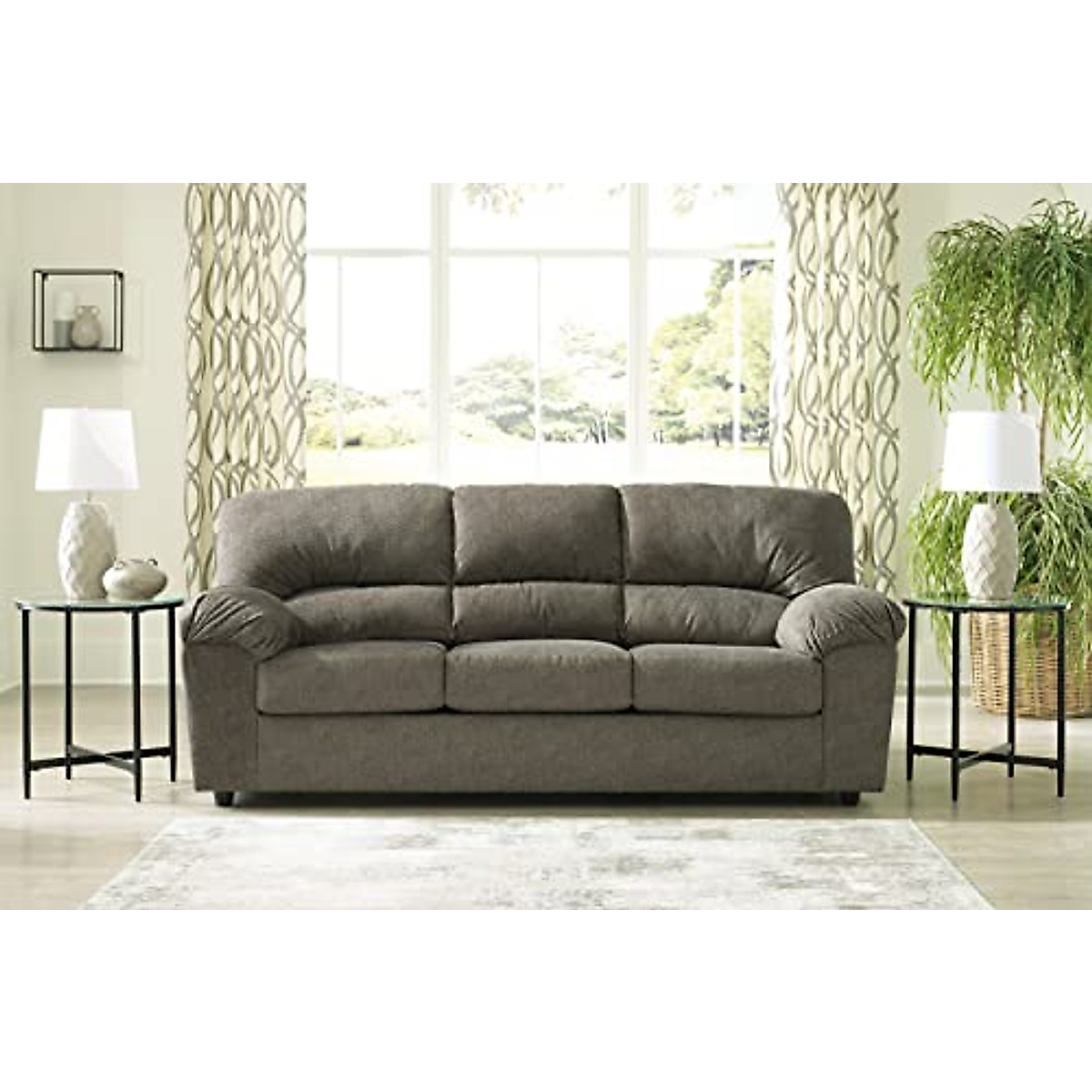 Signature Design by Ashley Norlou Transitional Herringbone Tufted Sofa, Green