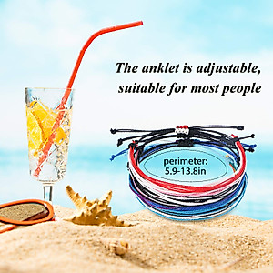 Hicarer 30 Pieces Adjustable Woven Anklets Bracelets Bohemian Braided Rope Bracelets Waterproof Wax Coated Anklets for Women (Multicolor)