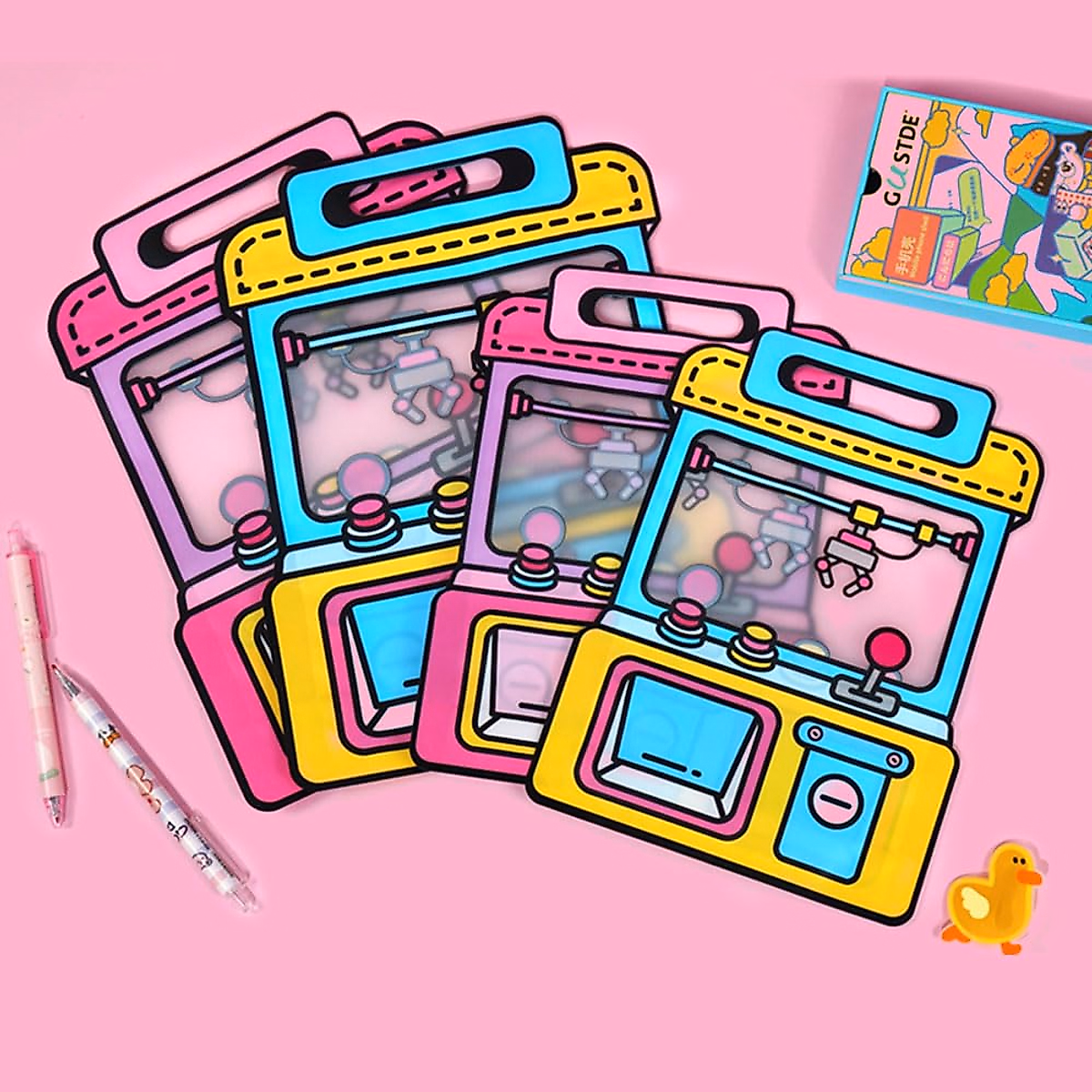 20Pack Cartoon Claw Machine Goodie Bags Clear Gift Candy Bags Party Favor Bags with Handle Small Plastic Gift Bags with Stand-up Bottom Resealable Gift Bag Candy Bag for Party Supplies,Kids Birthday