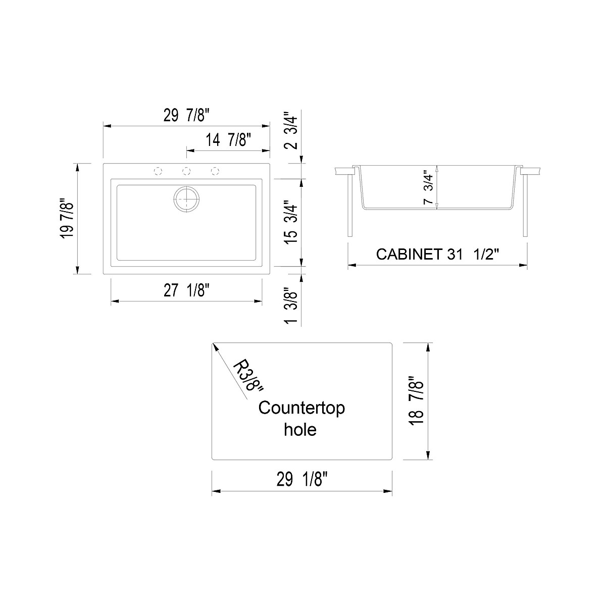 ALFI brand AB3020DI-T Kitchen Sink, Titanium