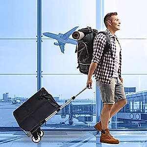 150lbs Folding Hand Truck Dolly, Aluminium Portable Folding Dolly cart with Bungee Rope,Black Platform Truck