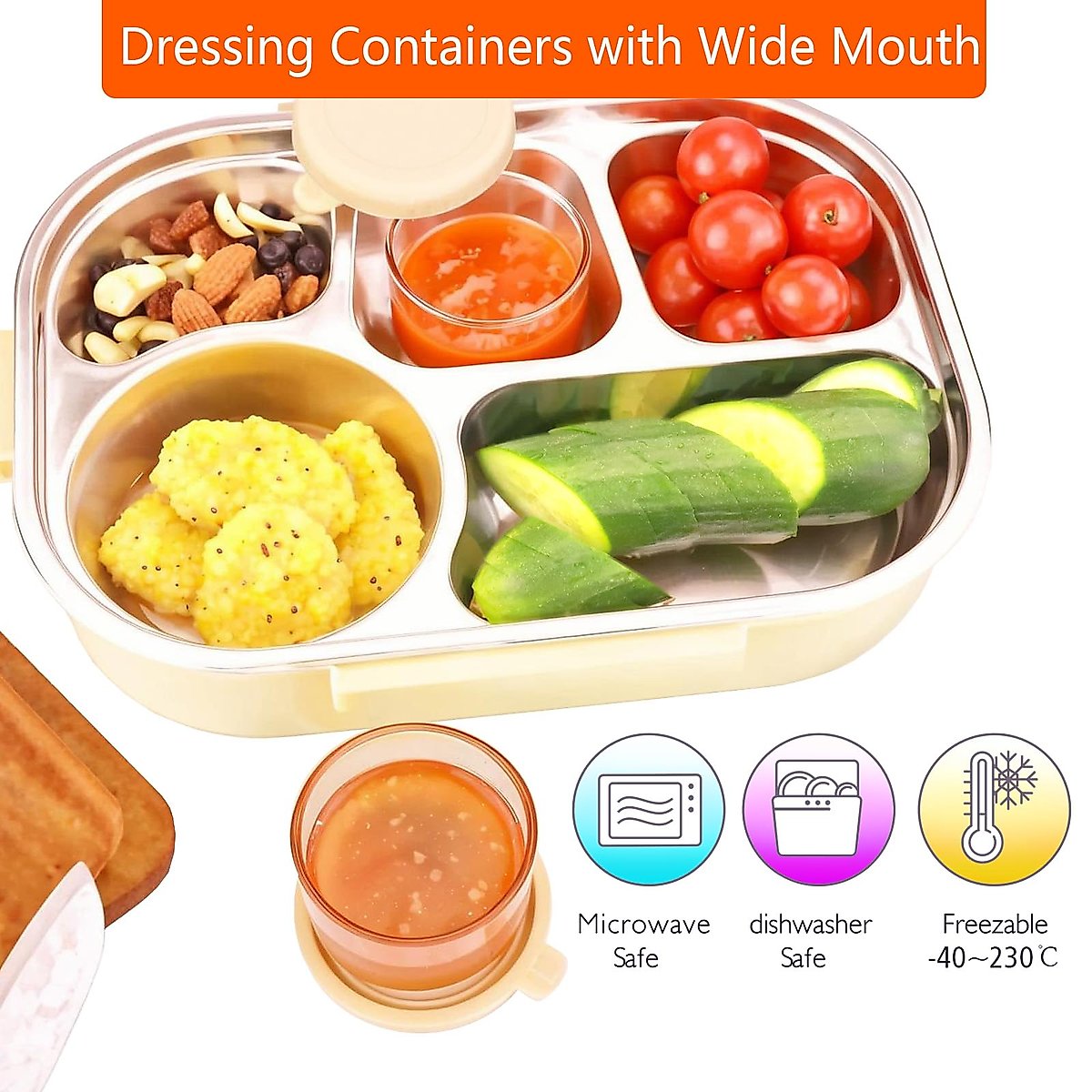 Matifaner Salad Dressing Container To Go, 2.7 oz Glass Small Condiment Container with Lids, Dipping Sauce Cups for Lunch Box, Leakproof Reusable Sauce Containers, Salad Jars Meal Prep (2.7oz×4pcs)