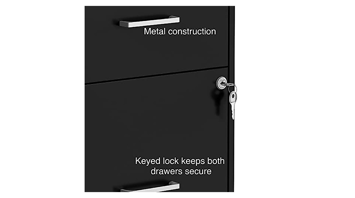Secure 2-Drawer File Cabinet | Black Steel Locking & Space-Saving