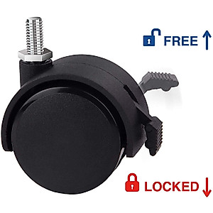 MONOMI 4 Pack 1.5 Inch Nylon Plastic Replacement Caster Swivel Furniture Wheels Floor Protecting Office Chair Swivel Caster Threaded Stem with Brake Black