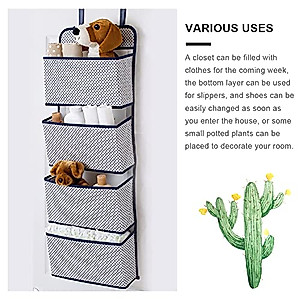 BluOcnMkt 4-Shelf Hanging Closet Organizer Door Hanging Shoe Organizer for Storing Shoes, Cosmetics, Stationery, Sundrie (Blue Dot)