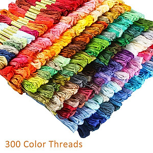 Caydo 300 Skeins Embroidery Floss, Rainbow Color Friendship Bracelets Floss with 20 Pieces Floss Bobbins
