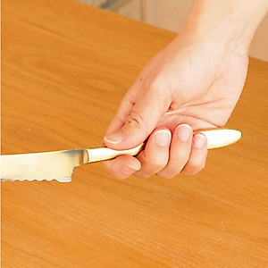 Elesinsoz 6 Inch Serrated Small Short Blade Gold Bread Knife for Homemade Bread Slicing Cutting Carving Cake Cutter Dinner Steak Knives Non Stick with Ergonomic Handle