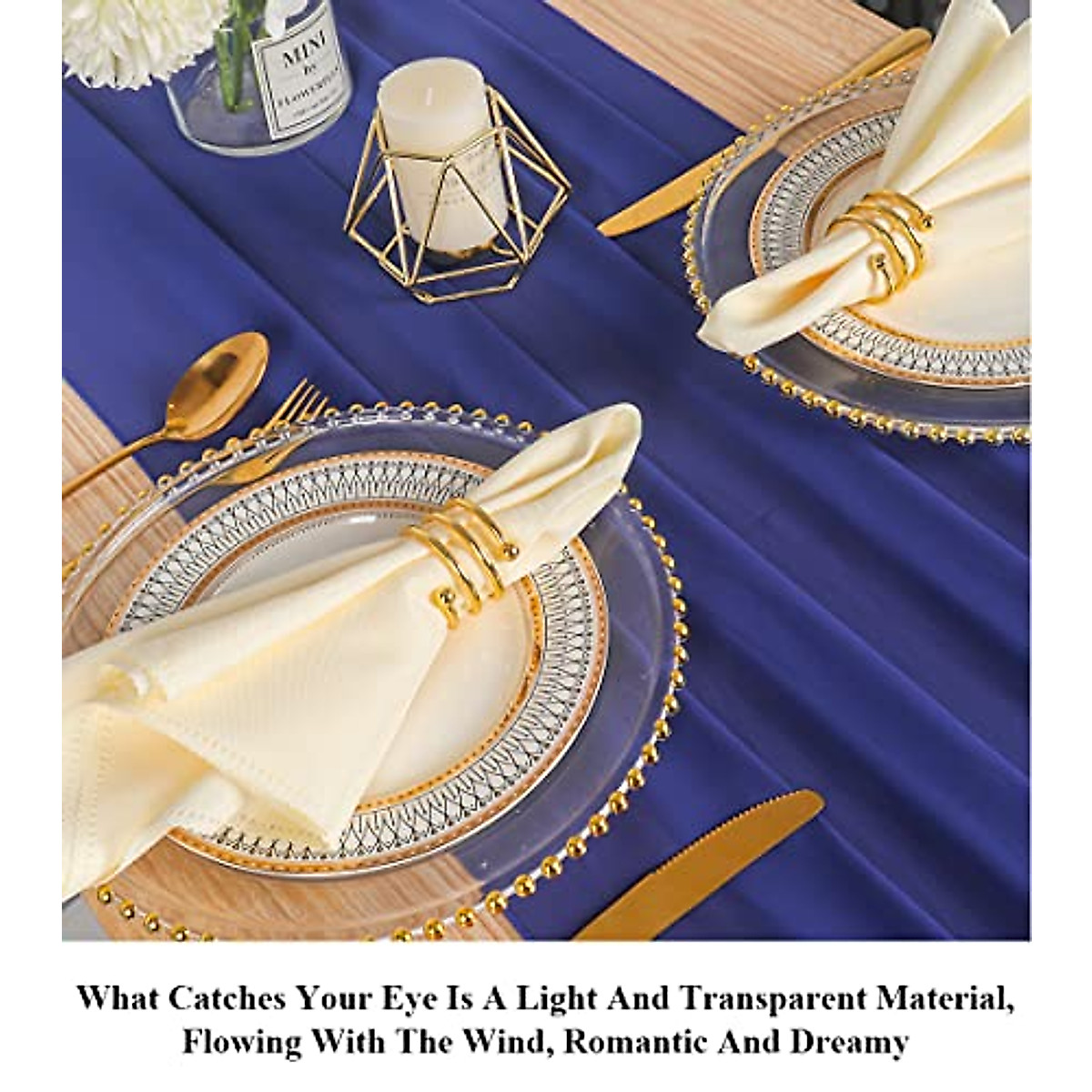 Pardecor Chiffon Table Runner 29inx120in Table Runner Sheer Table Runner Chiffon Table Runners for Weddings Chiffon Fabric for Wedding Arch Tulle Table Runner Satin Table Runner Boho (1, Blue)