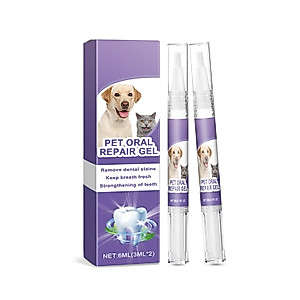 Pet Oral Repair Gel, Pet Oral Restorative White Gel, Eliminate Breath, Targets Tartars, Without Brushing, Pet Teeth Whitening, Pet Breath Freshener Gel Care Cleaner (2Pcs)