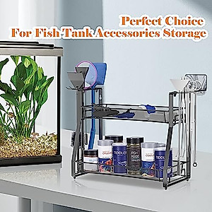 Amawarm Fish Tank Accessories Organizer, Fish Tank Cleaning Tools Organizer Rack, Aquarium Aquascape Tools Organizer, Aquarium Fish Nets Organizer, Organizer Rack for Aquarium and Fish Tank (Black)