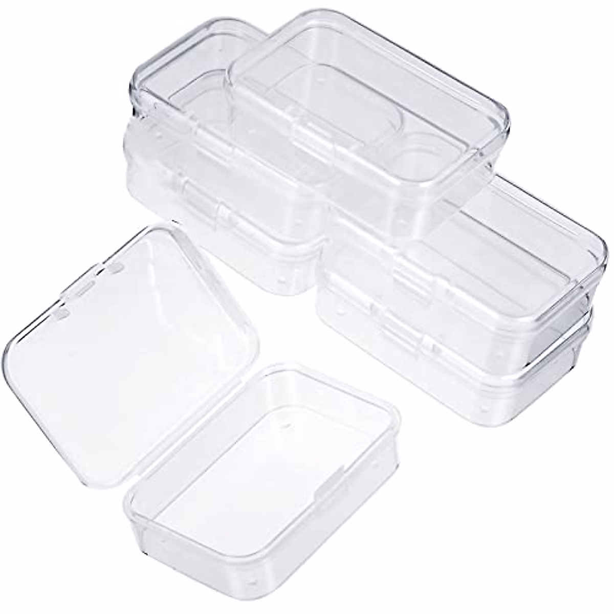 6Pcs Clear Plastic Beads Storage Containers Boxes Mini Storage Containers Box Clear Storage Small Plastic Containers with Lids for Small Items Beads Business Cards Pills Beads Jewellery Craft Items
