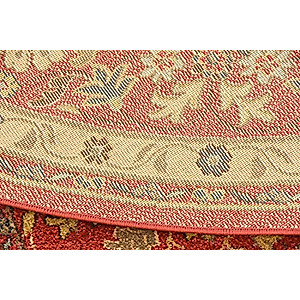Unique Loom Edinburgh Collection Classic Oriental Traditional French Cottage Inspired Intricate Design Area Rug, 6 ft x 6 ft, Red/Beige