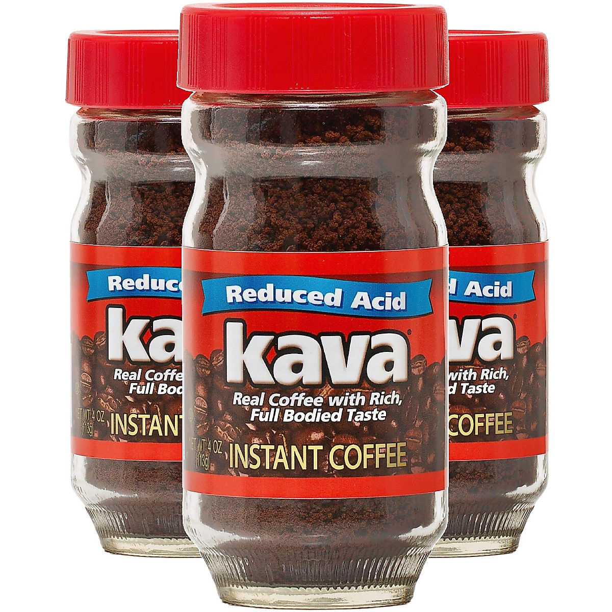 Kava Coffee Low Acid Neutralized Instant Coffee, 4 Ounce (Pack of 3)