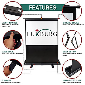 LUXBURG 60" 139x75 cm Full HD 3D Portable Freestanding Floor Pull-up Projector Projection Screen - Matt White Screen 16:9 (60"x29") with Carry case!