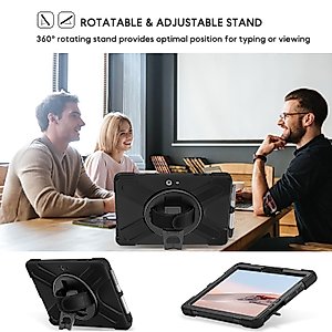 DreamerX Microsoft Surface Go 4 10.5 Inch (2023)/ Surface Go 3 2021/ Surface Go 2 (2020)/ Surface Go Case 10" (2018) with Hand Strap Stand Carrying Shoulder Strap Kids Friendly Shockproof Cover, Black
