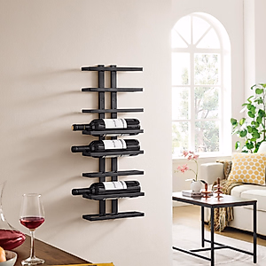 Hoctieon 8 Tier Wall Mount Wine Rack, Metal Wine Rack for Wall, Wall Wine Racks for Wine Bottles, Wine Display for Wall Mounted, Black Metal Wine Rack Wall Mounted, Black