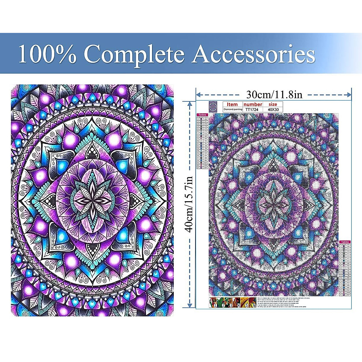JFYHAB Mandala Diamond Painting Kits for Adults,5D Rhinestone Diamond Art Kits for Adults Kids Beginner,DIY Flowers Round Full Drill Diamond Painting Kit Arts Craft for Home Wall Decor 12X16inch