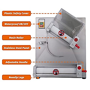 EASYROSE Electric Dough Sheeter Machine 370W Max 11.8" Pizza Dough Roller Sheeter, Automatic Commercial Pizza Dough Press Machine, Noodle Bread Pasta Maker