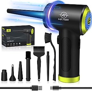 Compressed Air Duster, 3 Speeds Cordless Electric Air Duster with LED Light for Computer Keyboard Cleaning, Enhanced 100000 RPM Air Blower, 6000mAh Rechargeable Battery, New Generation Canned Airs