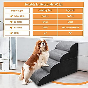 LOOBANI Dog Steps, Four Steps Dog Stairs Non-Slip, Pet Stairs for High Bed with Small Storage Space, Dog Ramp for Puppies, Older, and Injured Pets, Ramp Stairs for Couch, High Bed Climbing