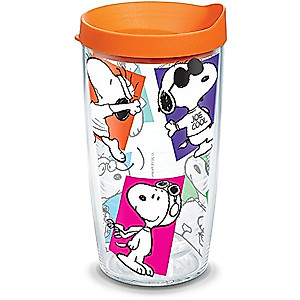 Tervis Peanuts Multi-Snoopy Made in USA Double Walled Insulated Tumbler Cup Keeps Drinks Cold & Hot, 16oz, Clear